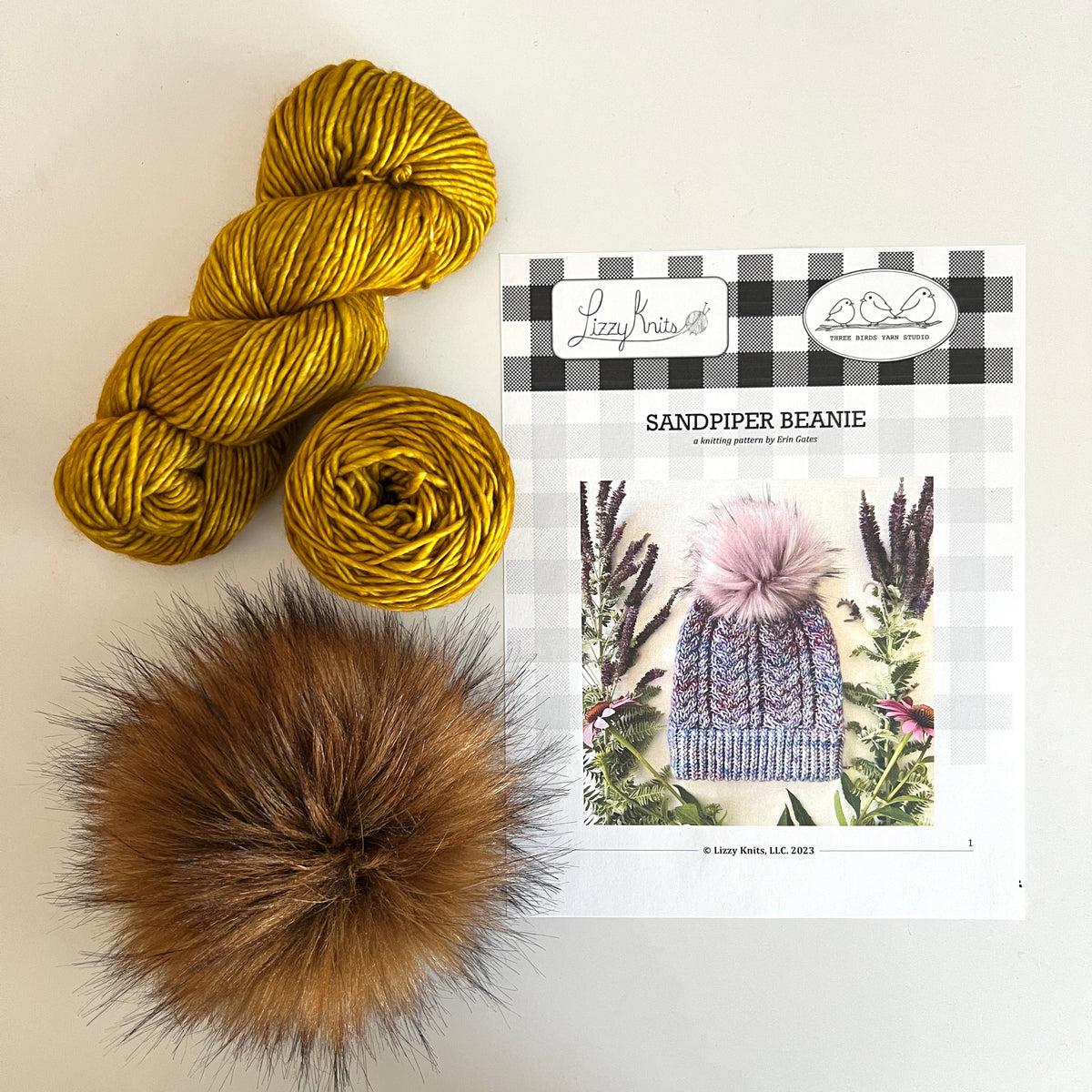 Sandpiper Beanie kit (Frank Ochre/Finley) – Three Birds Yarn Studio
