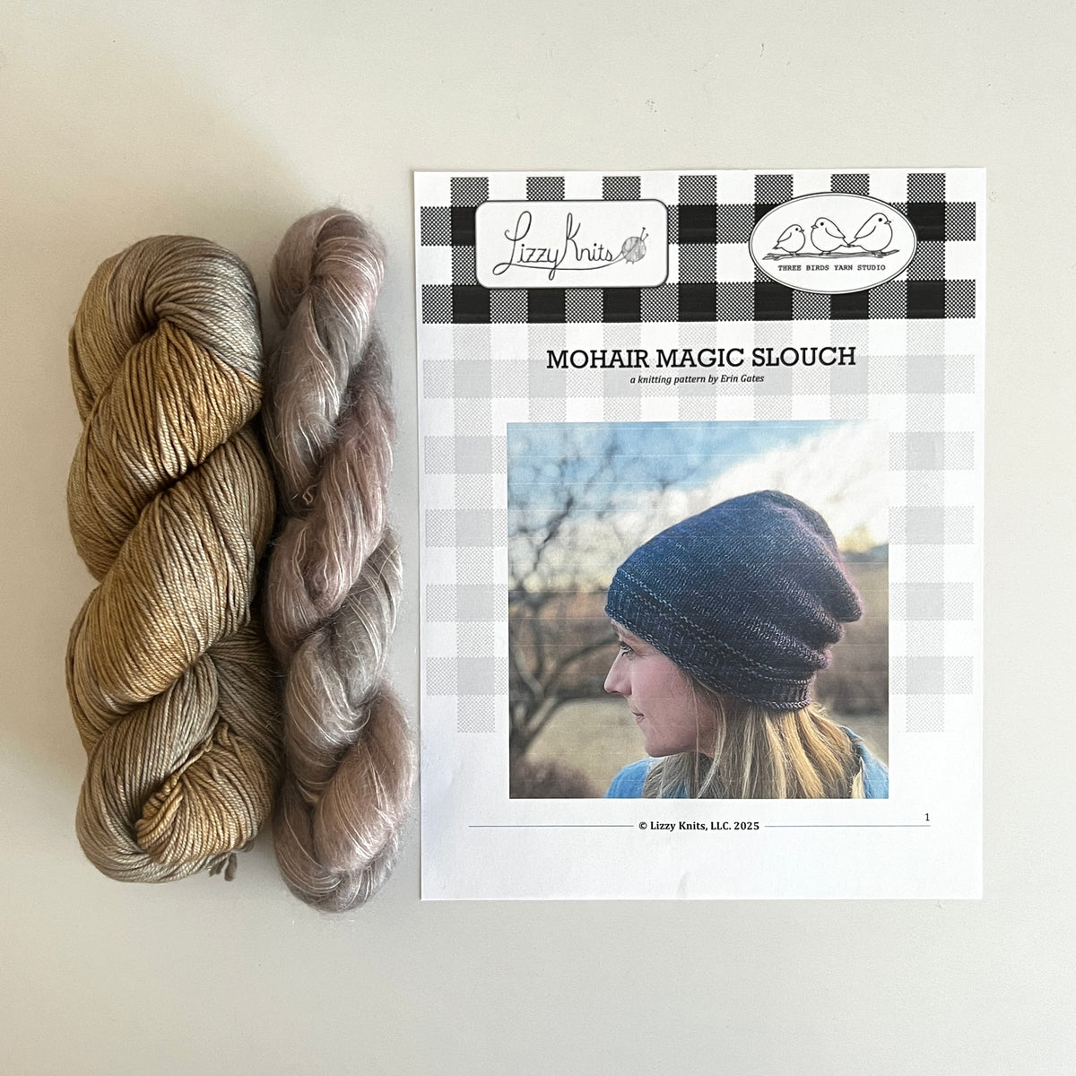 Mohair Magic Slouch kit (Gingy/Whole Grain) – Three Birds Yarn Studio
